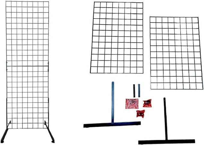 Only Hangers Black Collapsible/Portable 2' x 6' Heavy Duty Gridwall Ar ...