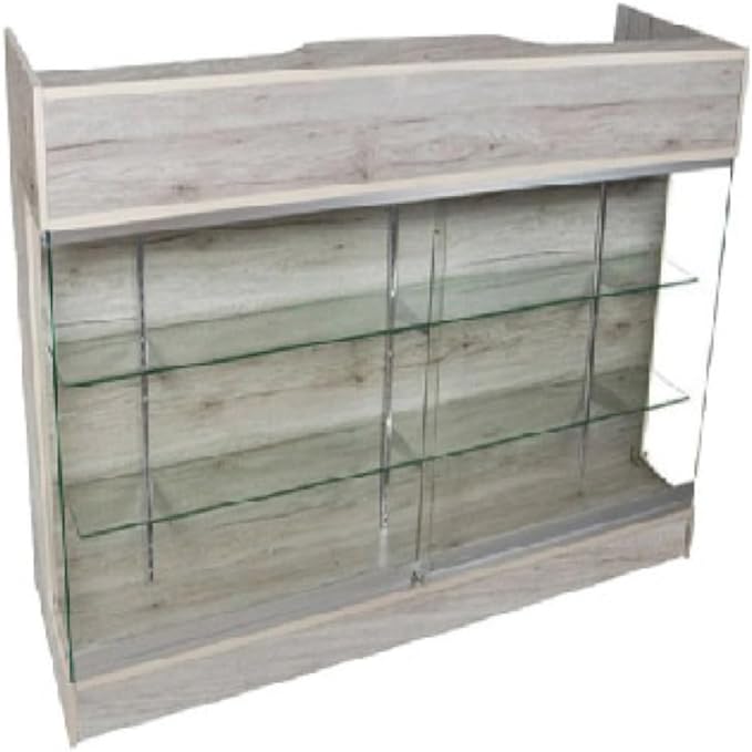 Only Hangers Barnwood Ledge Counter with Glass Display, 4 Feet ...
